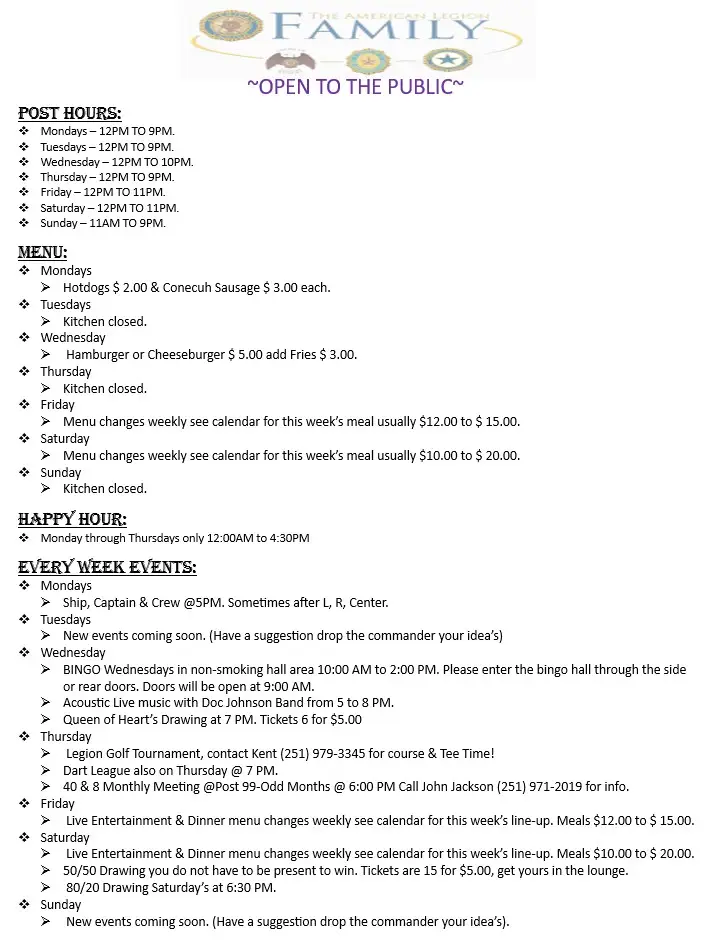 Events - American Legion Post99